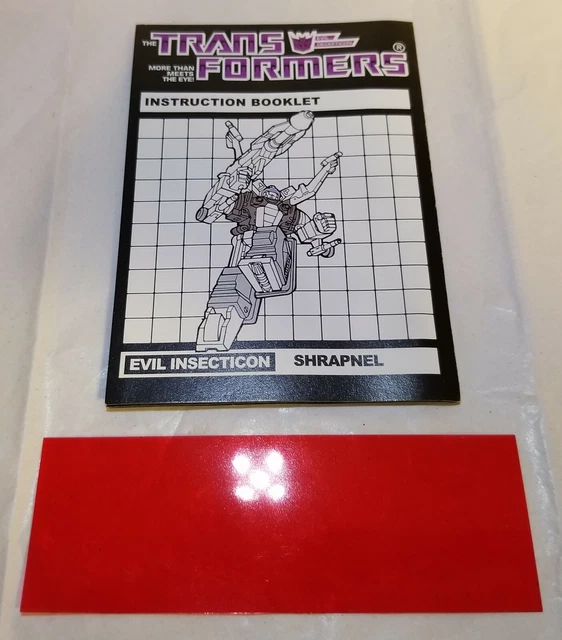 TRANSFORMERS G1 SHRAPNEL Instruction Manual Booklet/Red Tech Spec ...