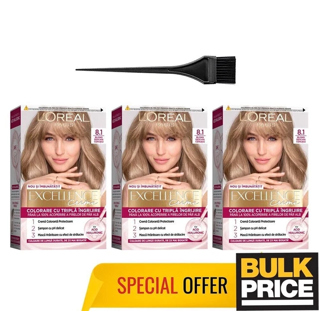 L'ORÉAL PARIS EXCELLENCE Creme 8.1 Light Ash Blonde Hair Color 3-Pack £ ...