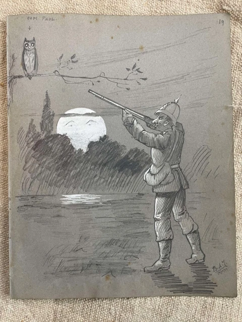 ANTIQUE 1899 PRE WW1 German Infantry Man Taking Aim Original Pencil ...