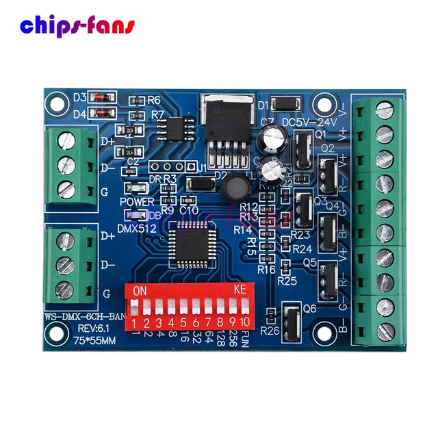 DECODIFICADOR DMX512 6 CANALES RGBW controlador led etapa DJ ...