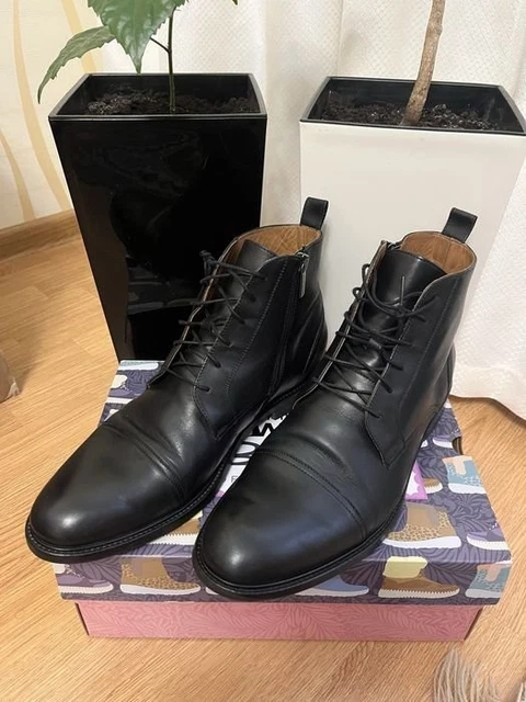 MEN GINO ROSSI Boots Black Leather 44 £67.93 - PicClick UK