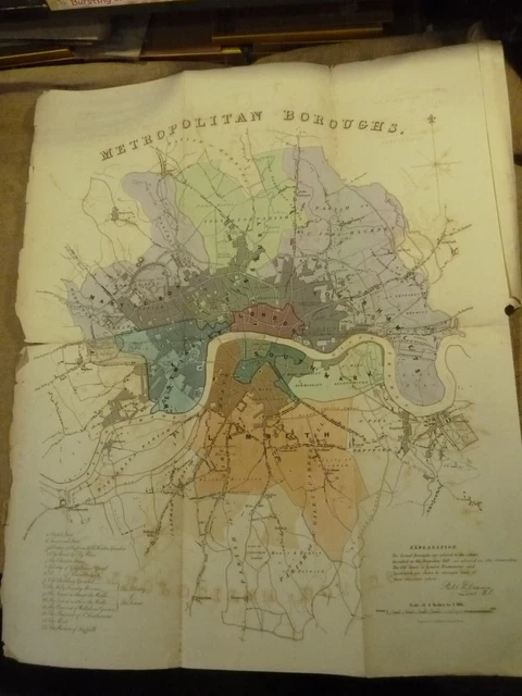 LONDON METROPOLITAN BOROUGHS 1832 Robert Dawson Hand Coloured Folding ...