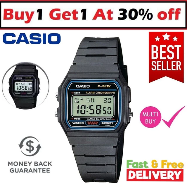 GENUINE CASIO CLASS Digital Watch with Resin Strap in Black -Water ...
