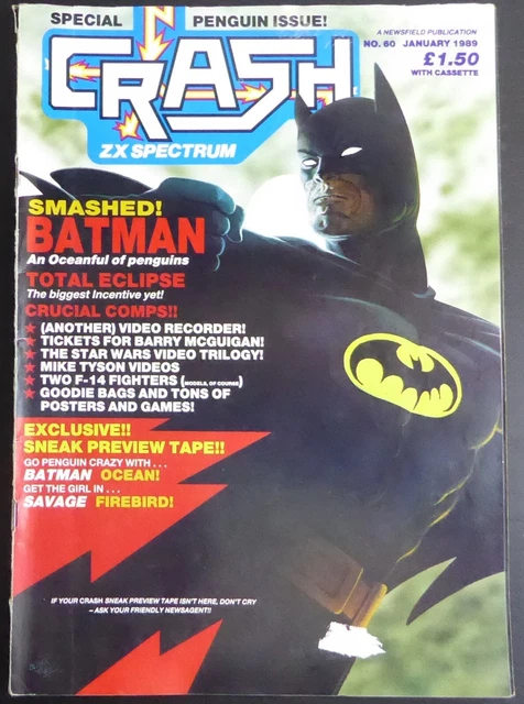 CRASH ZX SPECTRUM Magazine No.60 JANUARY 1989 With COVER TAPE INLAY ...