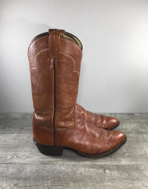 VINTAGE TONY LAMA Cognac #5084 Leather Black Label Cowboy Western Mens ...