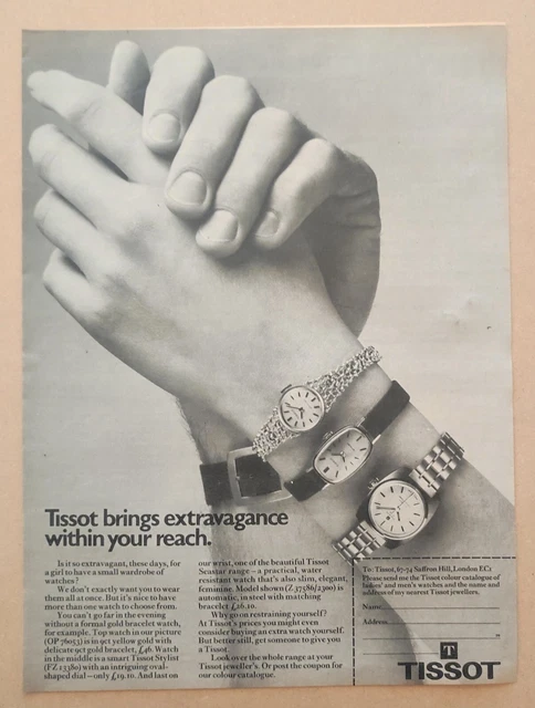TISSOT WATCHES ORIGINAL UK Press Advert 1970 £5.91 - PicClick UK
