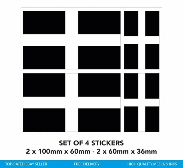 CORNWALL FLAG STICKER St Piran Cornish Self Adhesive x 4 for Car Van ...