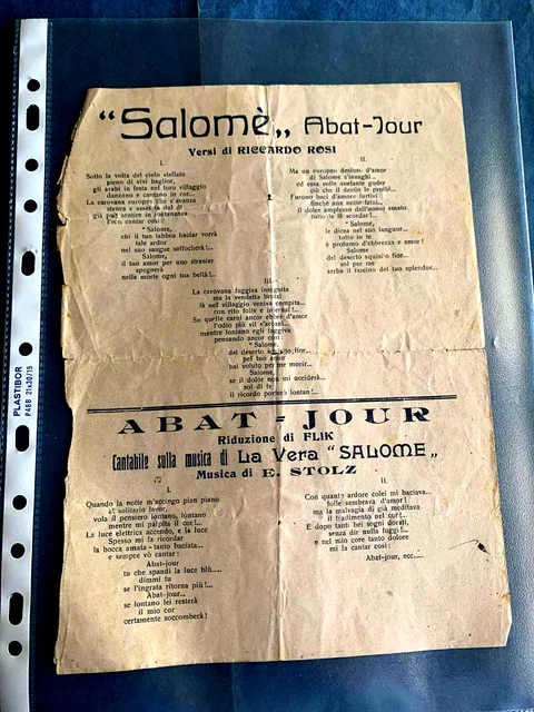 SPARTITI MUSICALI - copiella - Salomè ,, Abat-Jour - Edizione Reclame ...