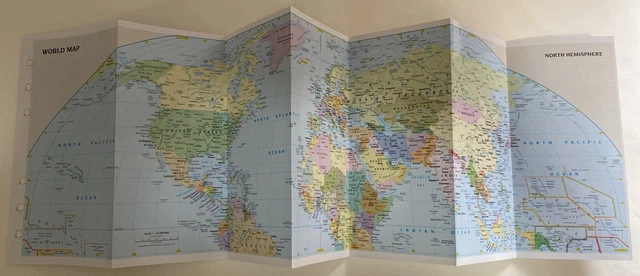 ORGANISER-RARE WORLD MAP-UNUSUAL 14 Side Fold Out Edition-Filofax ...