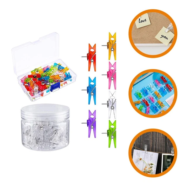 2 BOXES BULLETIN Board Clips Paper & Pin Set Office Binding Push ...