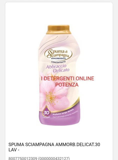 SPUMA DI SCIAMPAGNA Ammorbidente Concentrato 600Ml Abbraccio Delicato 30 Lavaggi EUR 9,99 ...