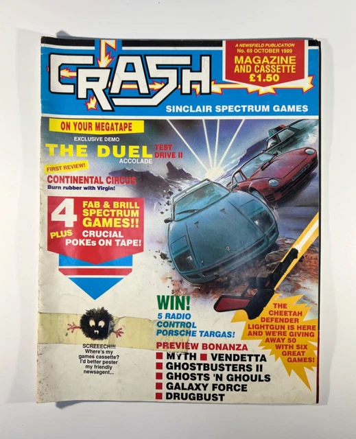 CRASH MAGAZINE OCTOBER 1989 No 69 Retro Zx Sinclair Spectrum Computer ...