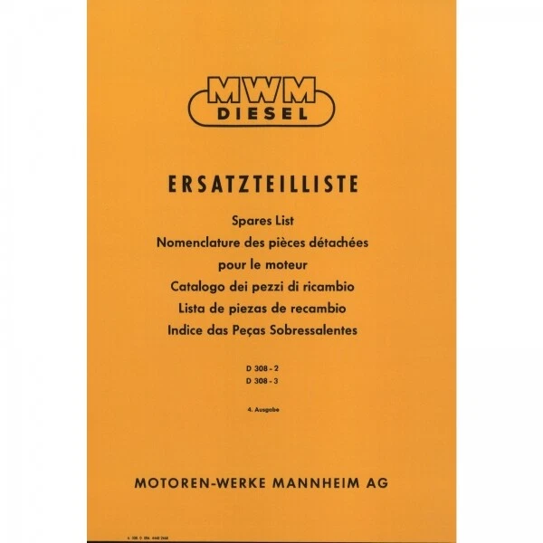 MWM TUG DIESEL engine D308 2 and 3 cylinder tractor spare parts list £ ...