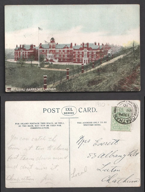 CHATHAM ROYAL NAVY Barracks kent Postcard. Posted KEVII 1910 £1.99 ...