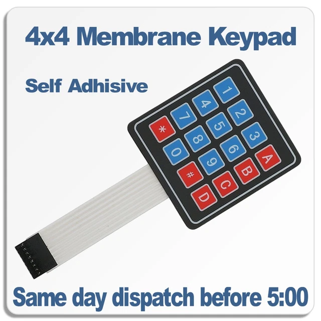 16 KEY 4X4 Membrane Matrix Keypad Self adhesive ideal for Arduino, PI ...