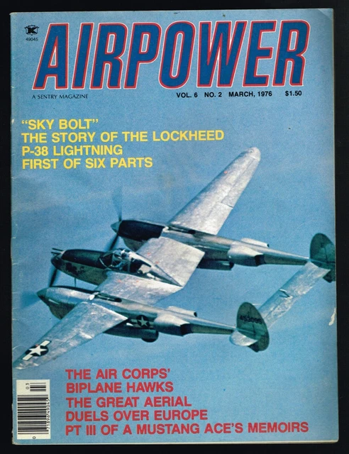AIRPOWER MAGAZINE MARCH 1976, Lockheed Lightning, Army's Biplane Hawks ...