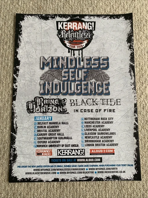 Mindless Self Indulgence Kerrang Tour 2009 Original Advert Poster 9