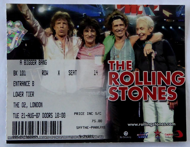 ROLLING STONES TICKET concert a bigger bang O2 london uk 21/08/2007 EUR ...