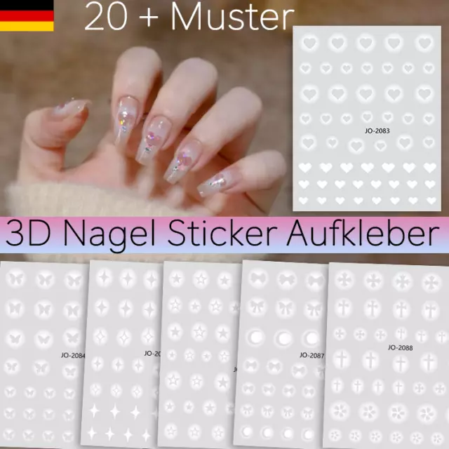 3D NAGELSTICKER SELBSTKLEBEND Nagelaufkleber Glitzer Struktur Textur ...
