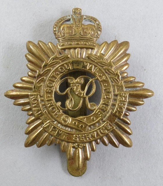 MILITARY CAP BADGE RASC Royal Army Service Corps British Army GVI Grove ...