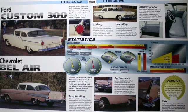 FORD 300 VS Chevy Bel Air Picture Brochure Pamphlet Out of Print Stats ...