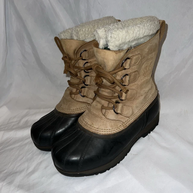 SOREL MEN’S 7 Boots Brown Leather Caribou Waterproof Winter Faux Fur ...