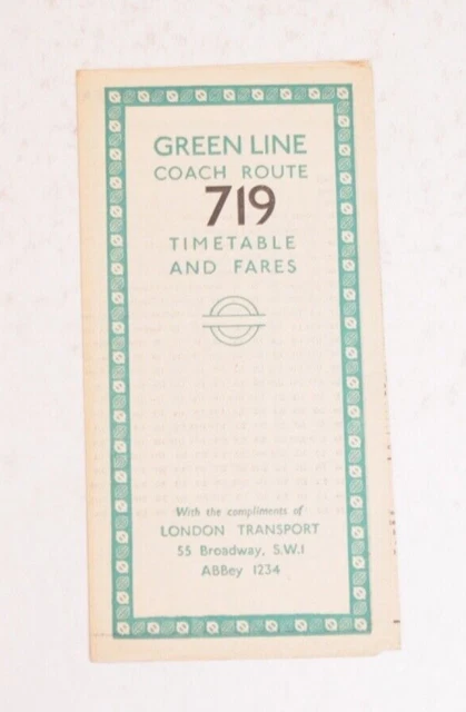 BUS COACH TIMETABLE London Transport Green Line Route 719 1958 £7.00 ...