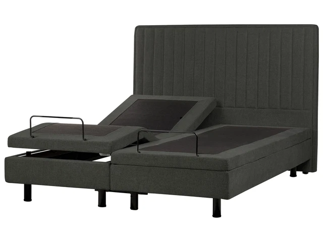 ADJUSTABLE BED FABRIC DUKE II 160 x 200 cm (EU King Size) Dark Grey £ ...