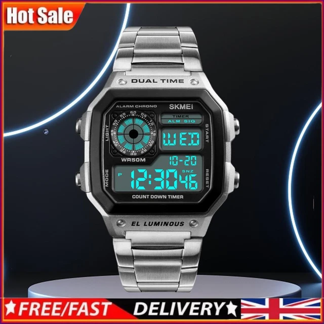 50M WATERPROOF ELECTRONIC Watch Stopwatch Alarm Countdown Timer Lovers ...