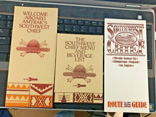 AMTRAK RAILROAD SOUTHWEST Chief Menu, Guide and Welcome Aboard Brochure ...