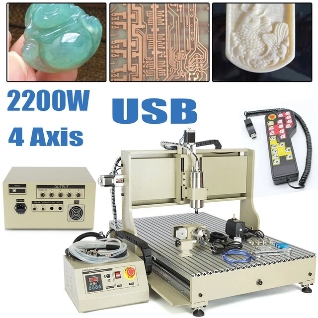 4 AXISUSB CNC6090 Router Engraver Spindle Engraving Machine 3D Cutter ...