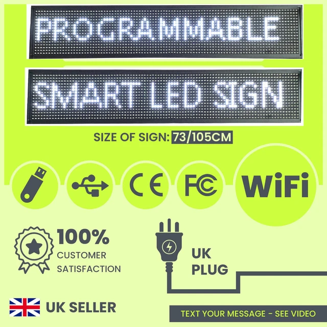 INDOOR PROGRAMMABLE LED WiFi smart sign Brilliant Text Instant Message ...