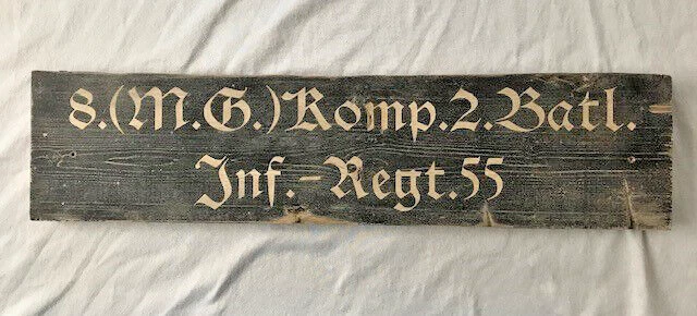 WW2 GERMAN WEHRMACHT Field Barracks Sign 'MG' Company 55th Infantry EUR ...