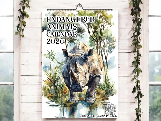 ENDANGERED ANIMALS CALENDAR 2026-Animal 2026-Wall Calendar 2026-A4 ...