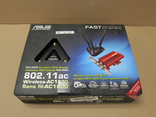 ASUS NETWORK PCE-AC68 CA AC1900 Dual-Band Wireless PCIE Adapter 802 ...