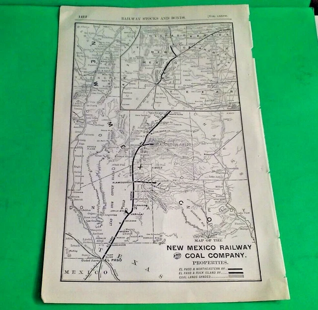 RARE 1903 RAILROAD Map of The NEW MEXICO RAILWAY and COAL COMPANY ...