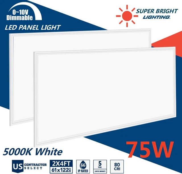 2X4 LED FLAT Ceiling Panel 5000k Daylight White, 75 Watt, Edge Lit ...