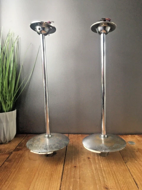 ART DECO FALKS Chrome Light Fitting Ceiling Pole For Opaline Chapel ...
