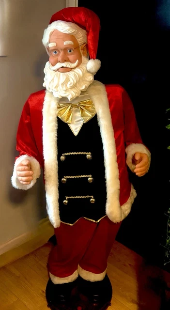 GEMMY VINTAGE 5FT Animated Singing Dancing Father Christmas karaoke Pre ...