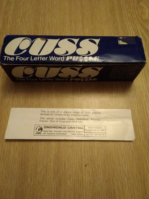 JEU DE PUZZLE de mots vintage CUSS les quatre lettres avec indices et ...