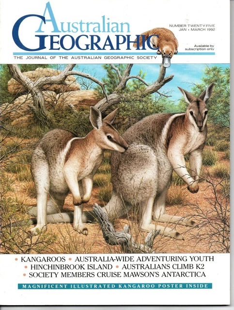 AUSTRALIAN GEOGRAPHIC MAGAZINE No. 25 Jan-March 1992 Cover Kangaroos ...