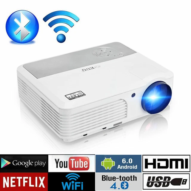 1080P FULL HD Projector WiFi Android Smart Home Cinema Wireless Airplay ...