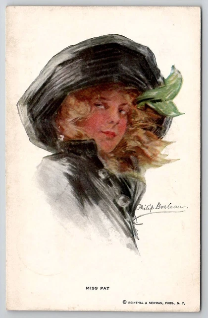 PHILIP BOILEAU GLAMOUR Girl Miss Pat In Black Artist Signed Postcard ...