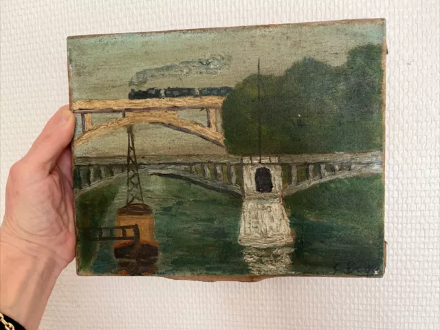 ANCIEN TABLEAU PEINTURE huile sur toile hst vintage paris ? art mi ... ANCIEN TABLEAU PEINTURE huile sur toile hst vintage paris ? art mi ...