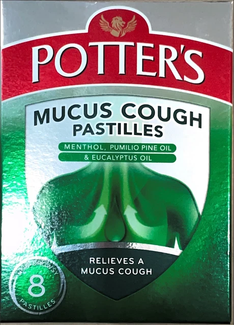 POTTERS MUCUS COUGH Pastilles X 8 - MENTHOL , PUMILIO PINE OIL ...