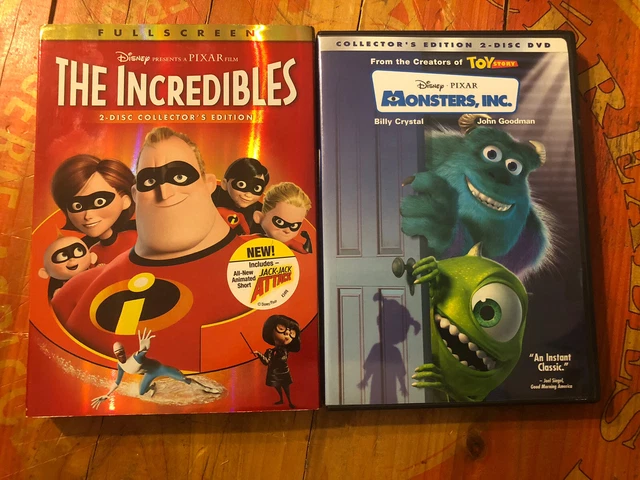 DISNEY PIXAR DVD Bundle: Monsters Inc. & The Incredibles-Pixar ...