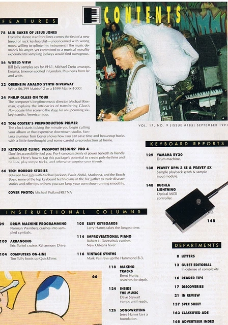 JESUS JONES IN Mint 1991 Keyboard Magazine Yamaha RY30 Peavey DPM 3 SE ...