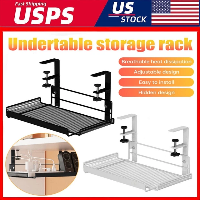 UNDER DESK CABLE Tray Management No Drill Tidy Wire Cord Storage Rack ...