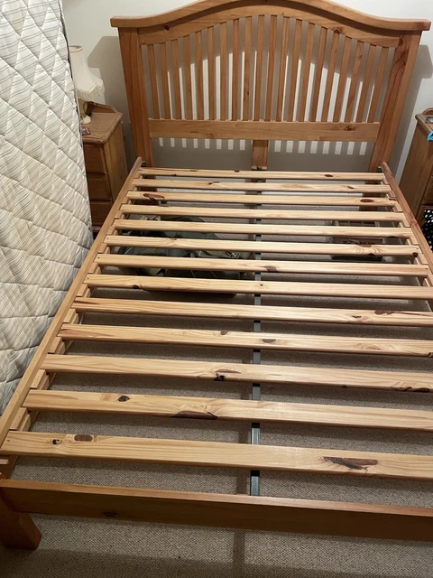 SOLID WOODEN SLATTED double bed frame £37.10 - PicClick UK