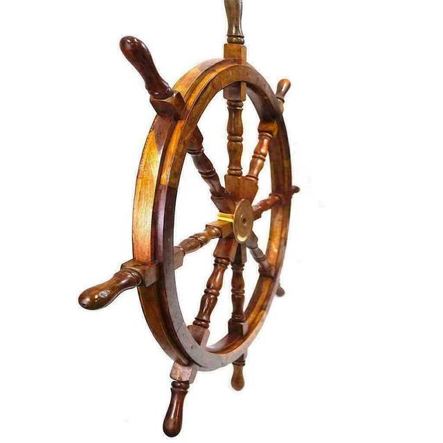 GRAND BATEAU VOLANT de Direction en Bois Ancien Teck Laiton Marin Pirate Ship's EUR 127,81 ...
